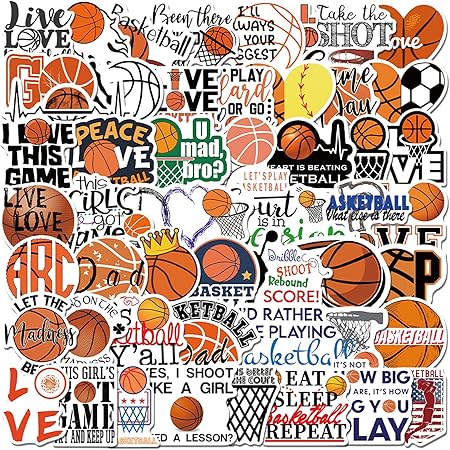 Amazon.com: 50Pcs Basketball Stickers, Basketball Scrapbook Stickers ...