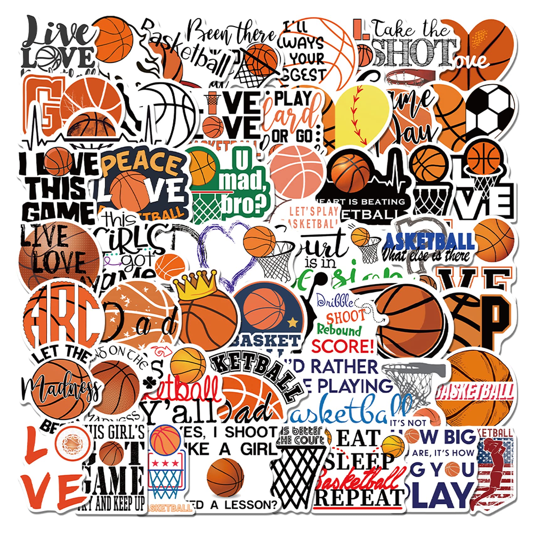 Amazon.com: 50Pcs Basketball Stickers, Basketball Scrapbook Stickers ...