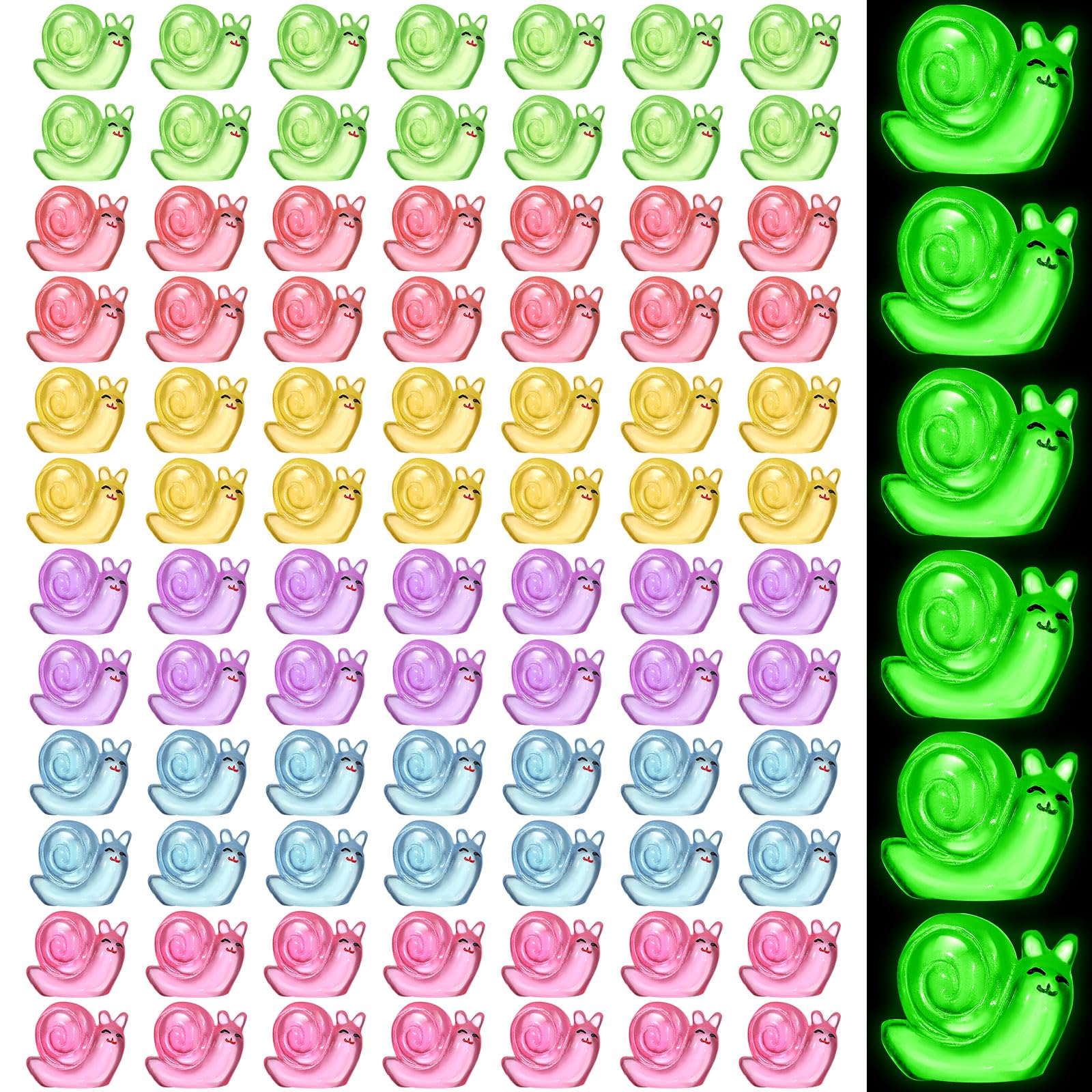 Amazon.com : Lineshading 90 Pcs Luminous Resin Snail Miniatures Mini ...