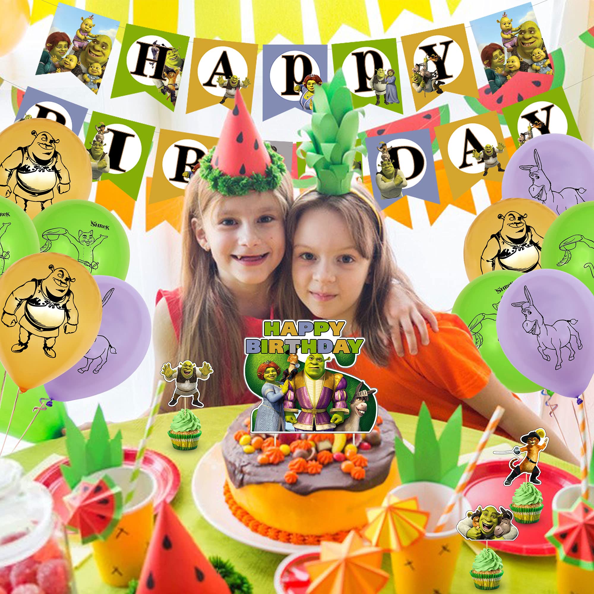 Buy Shrek Birthday Party Decorations,Cartoon Sherk Theme Party Supplies ...