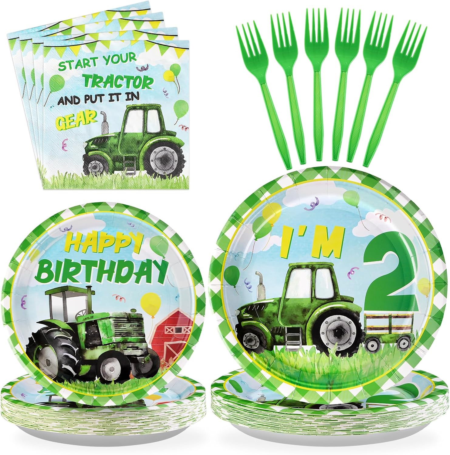 Amazon.com: Grencian 96Pcs Tractor Birthday Decorations for Boys Farm ...