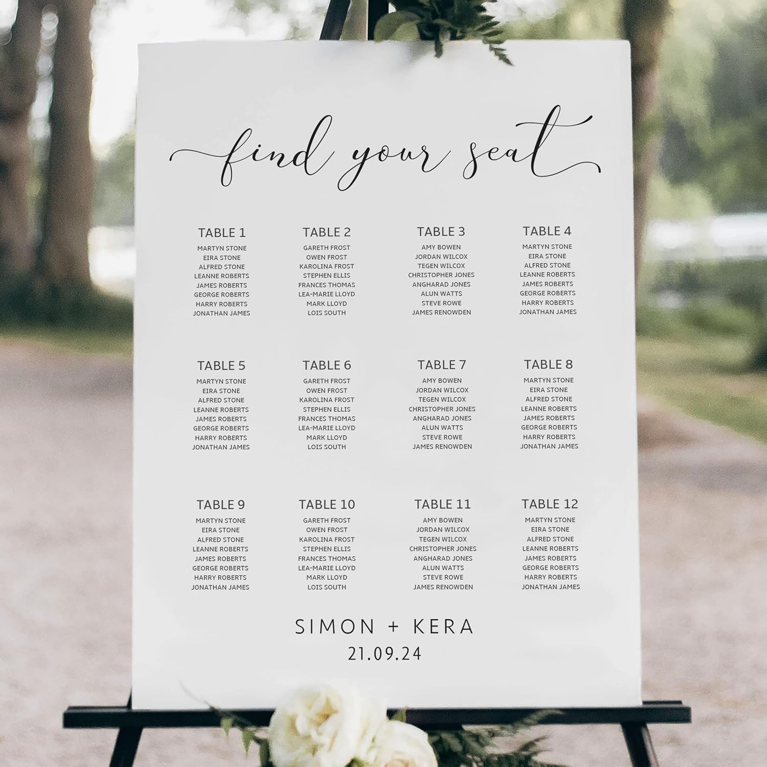 Personalised Wedding Seating Plan Eucalyptus - Canvas Or Poster Paper ...