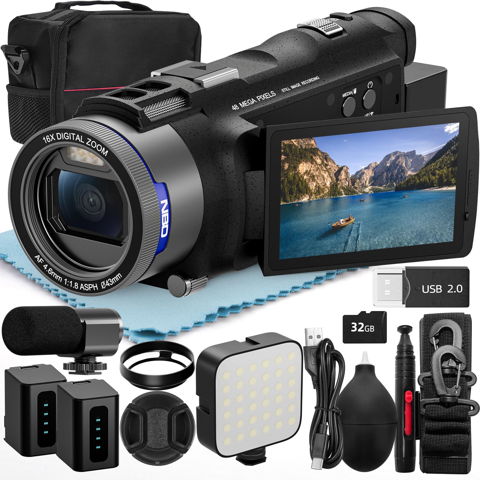 Amazon.com : 4K Ultra HD Camcorder Video Camera with True 48MP,Vlogging ...