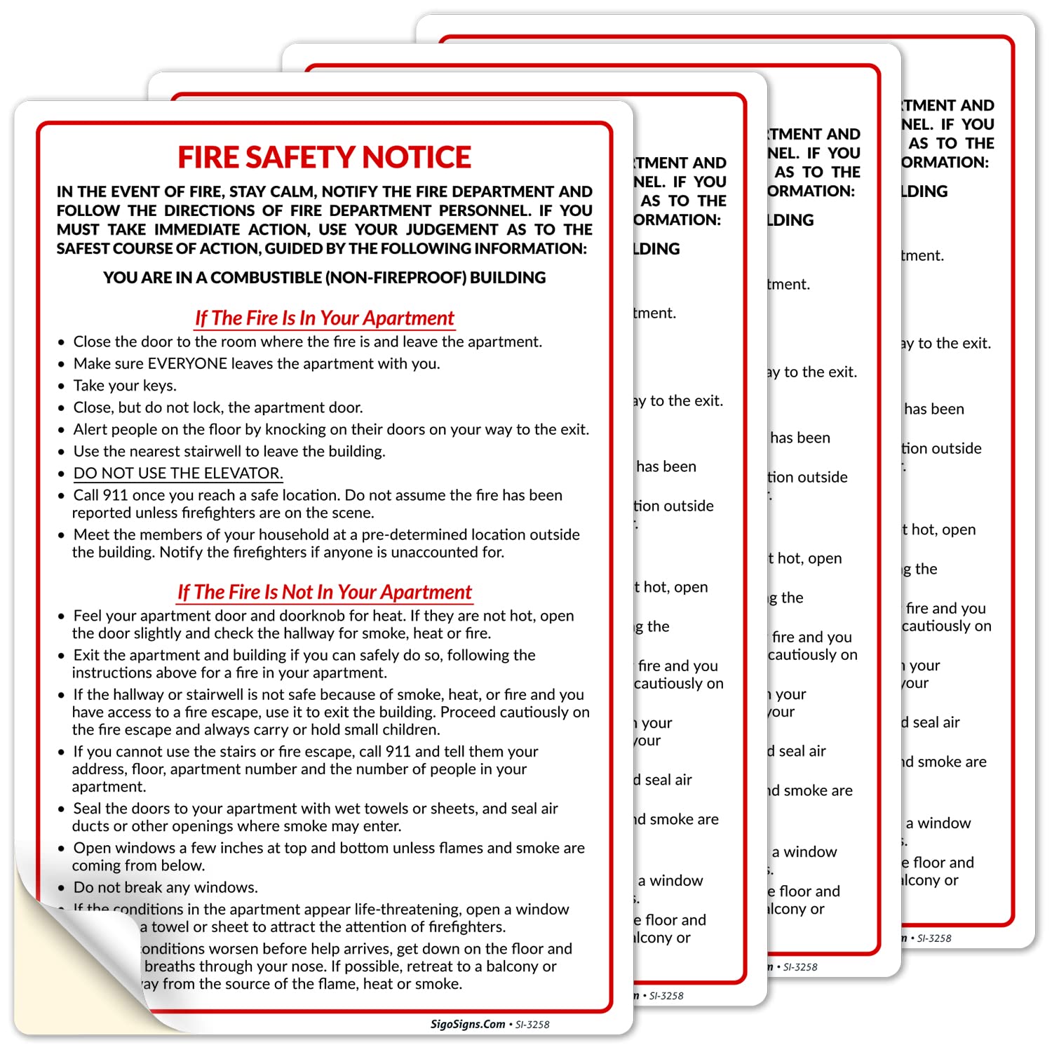 Amazon.com: (4 Pack) Fire Safety Notice Door Sticker, Non Fireproof ...
