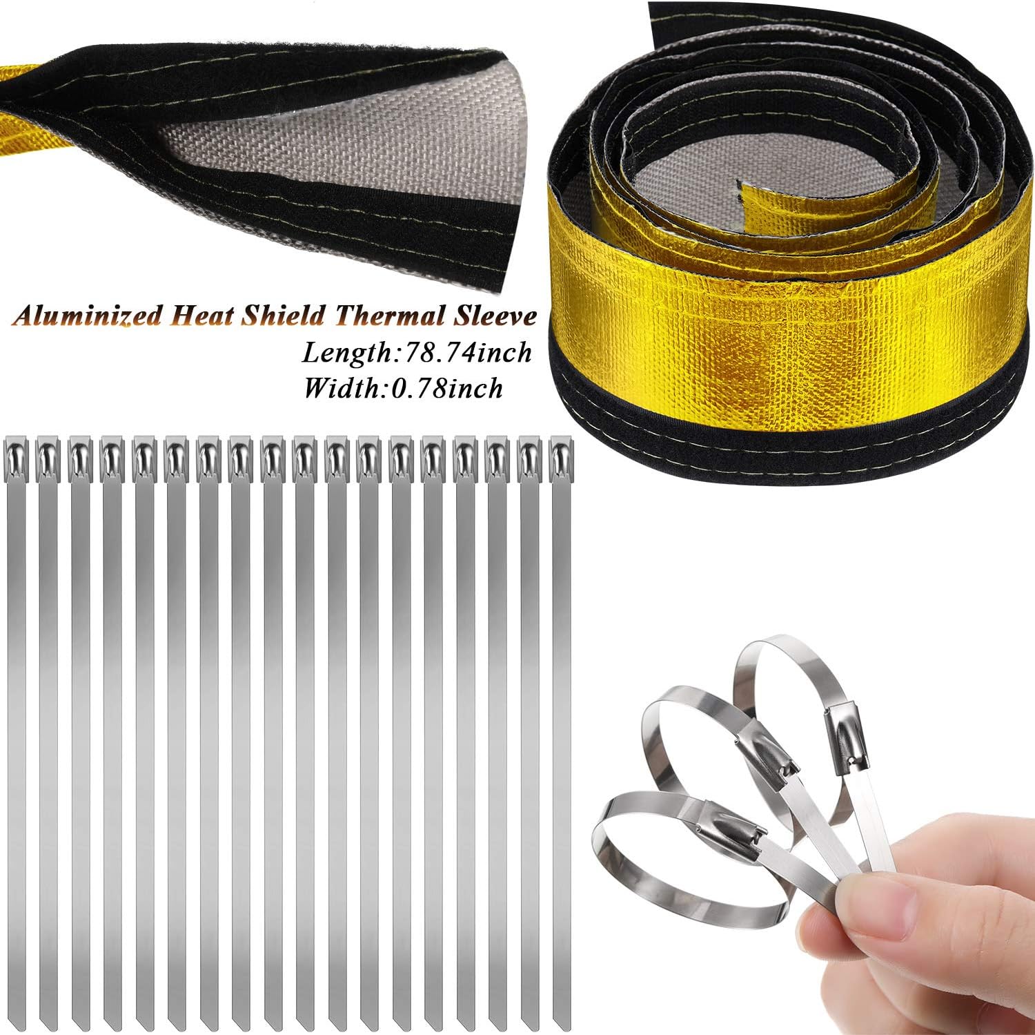 6.5 Feet Heat Shroud Aluminized Sleeving Heat Shield Protection Barrier ...