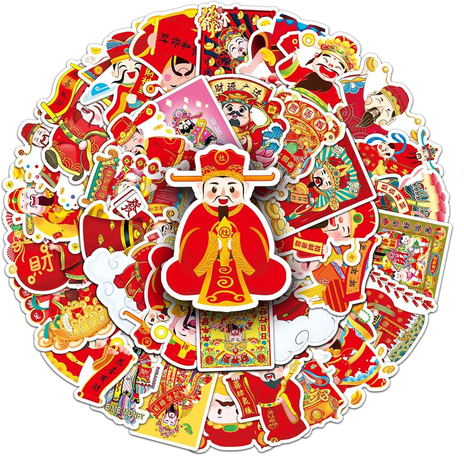 Amazon.com: YHJUKKK Chinese God of Wealth Stickers - 50 PCS Waterproof ...