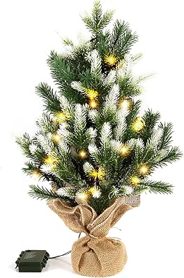 Amazon.com: National Tree Company Pre-Lit 'Feel Real' Artificial Mini ...