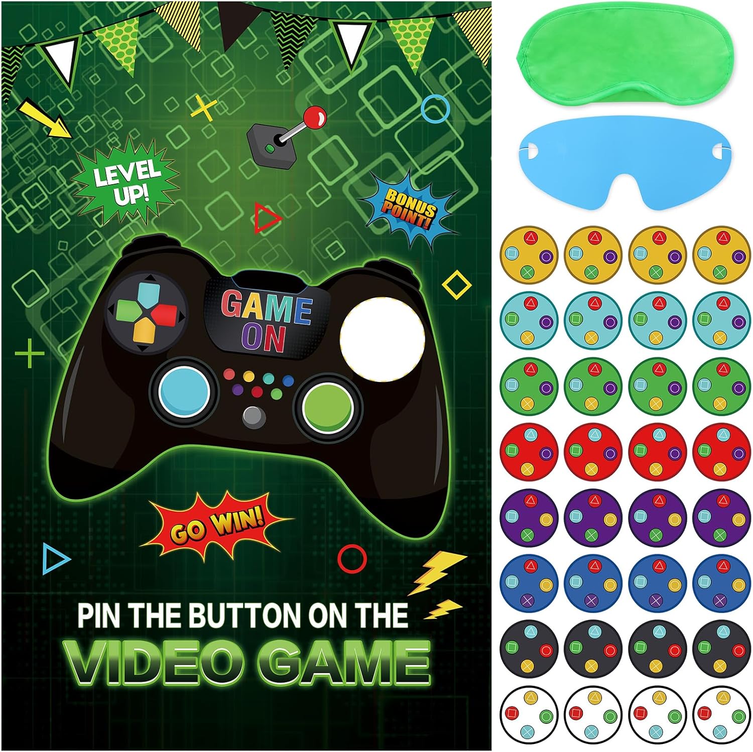 Amazon.com: Eaezerav Pin The Button on The Video Game Party Game 32 ...
