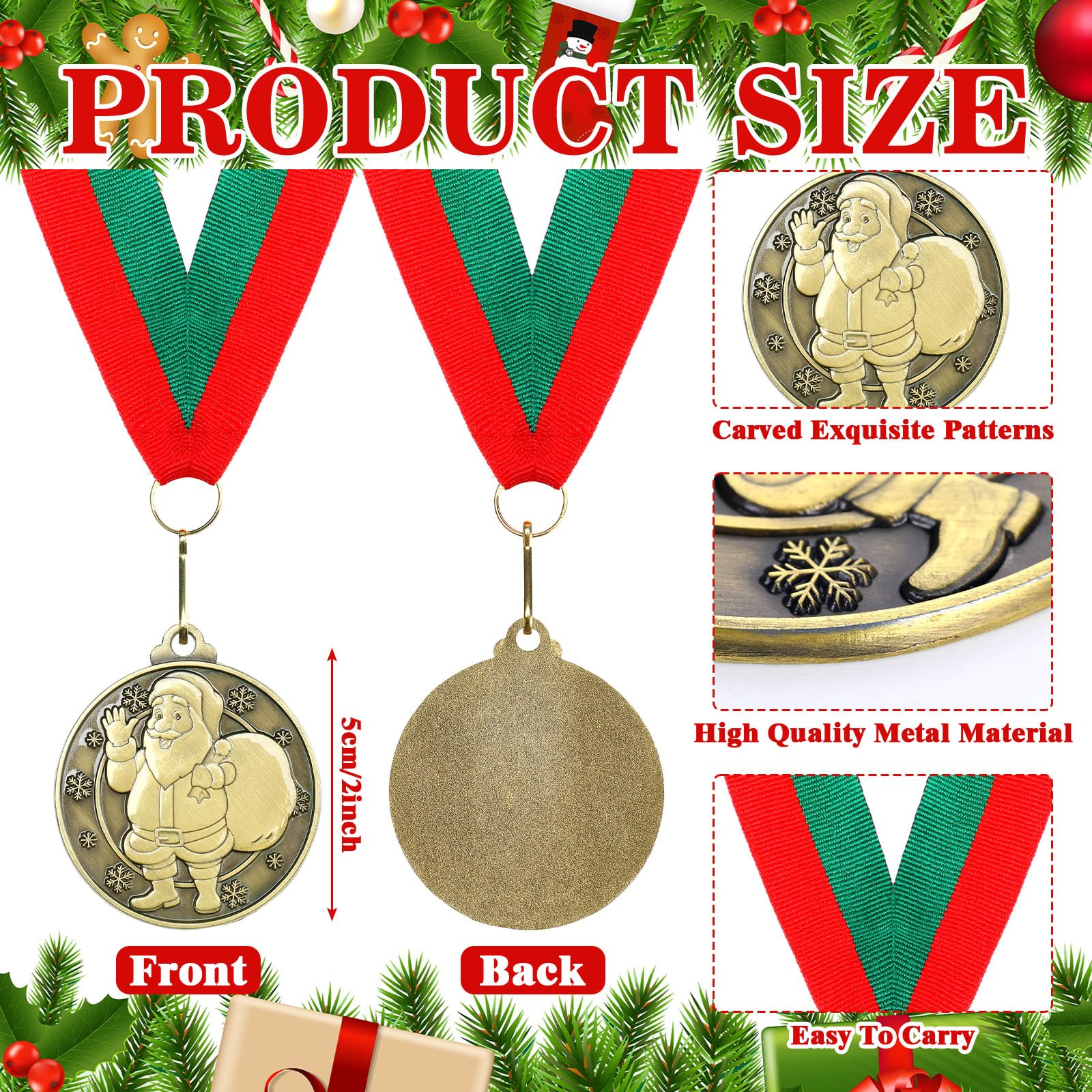 Snapklik.com : 30 Pcs/60 Pcs Christmas Medals Award Bulk 2" Gold Silver ...
