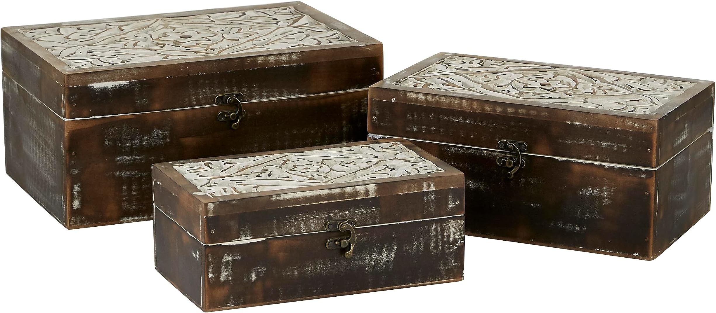 Amazon.com: Deco 79 Wood Floral Handmade Decorative Box Decorative ...