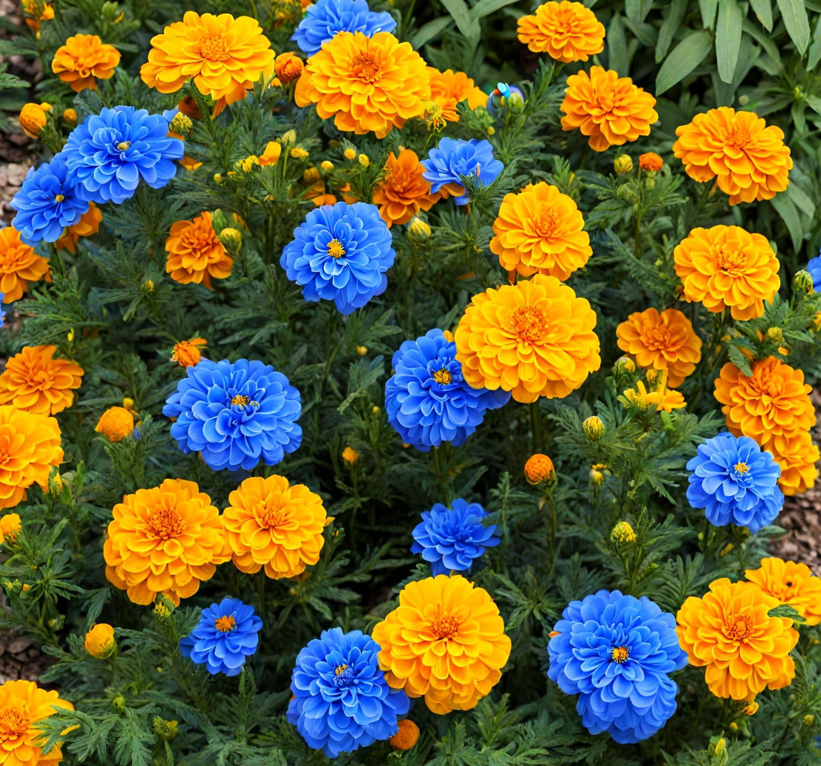 Amazon.com : 200 Seeds Annual Gold Blue French Marigold Garden Flower ...