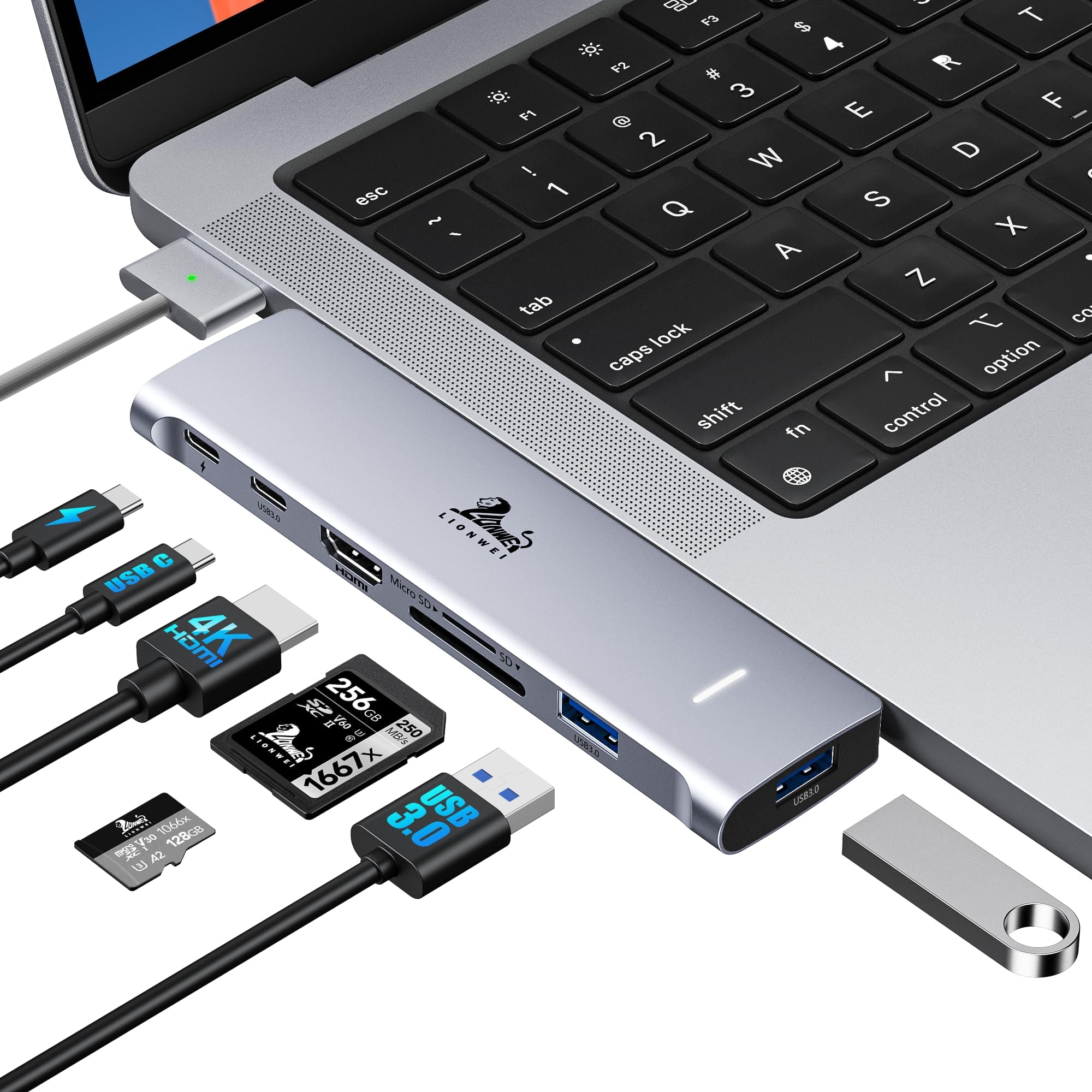 Amazon.com: USB C Hub HDMI USB Adapter for MacBook Pro Air M3 M2 M1 ...