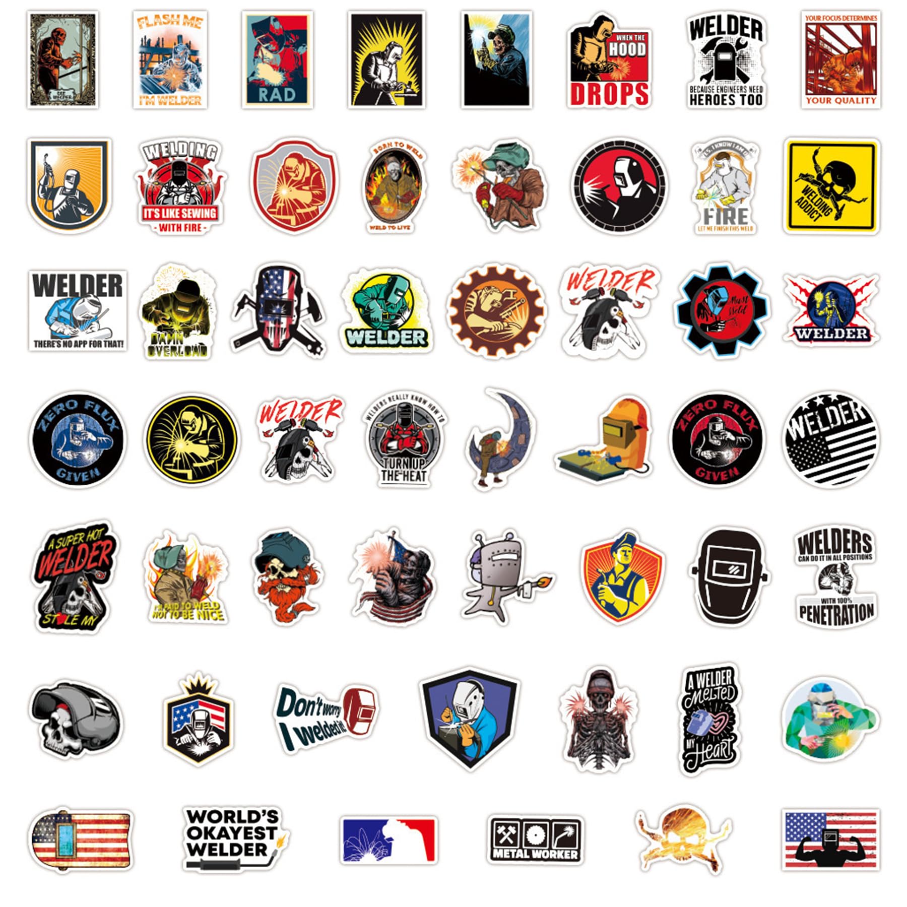 Snapklik.com : 200pcs Welding Helmet Hard Hat Sticker Decals, Funny ...