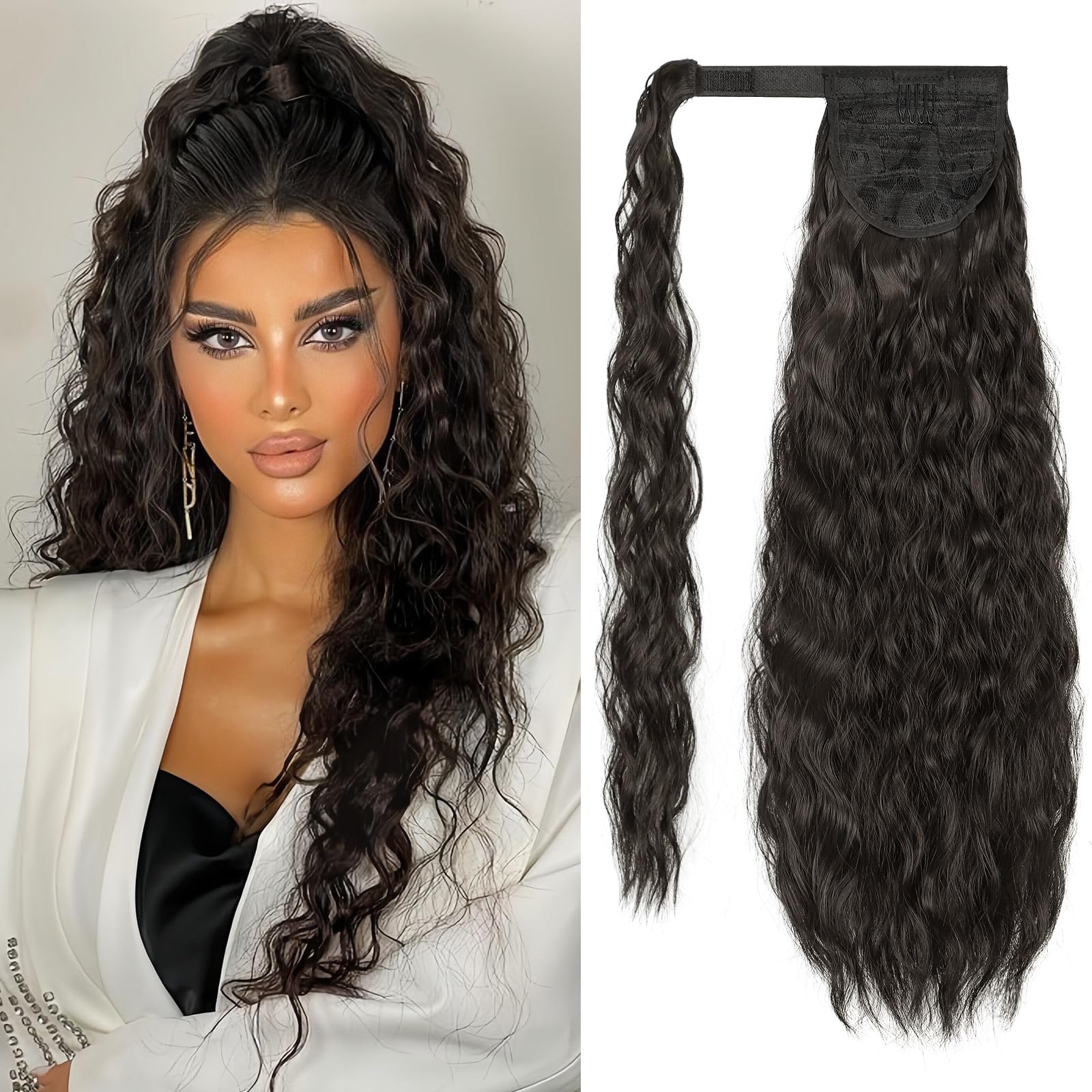 Amazon.com : HANYUDIE Wave Ponytail Extension Long Wrap Around Ponytail ...