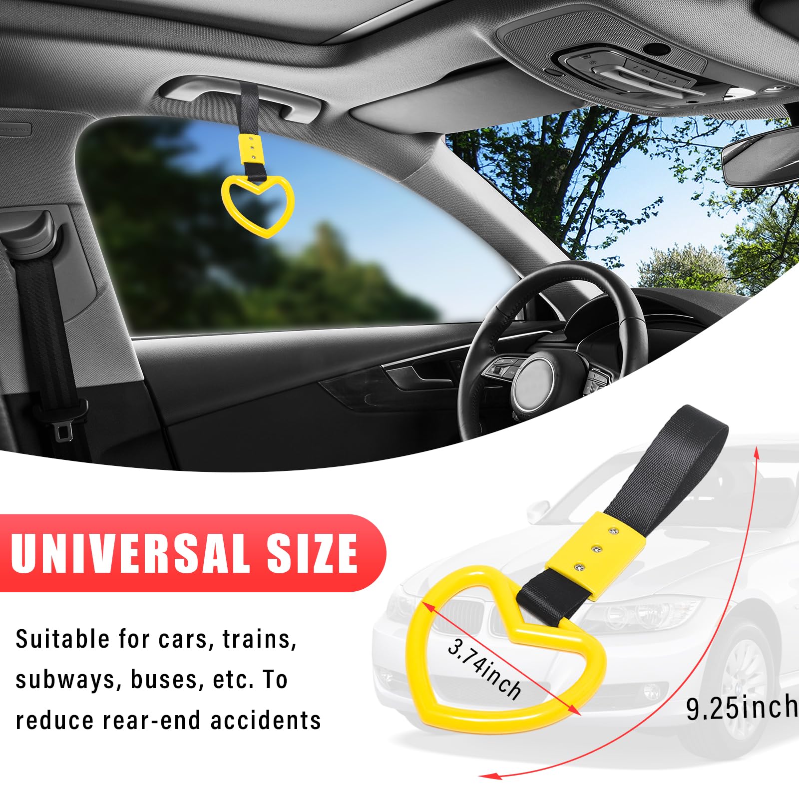 Snapklik.com : Augeny 2PCS Ring Heart Shaped Car Hand Straps, Cute Rear ...