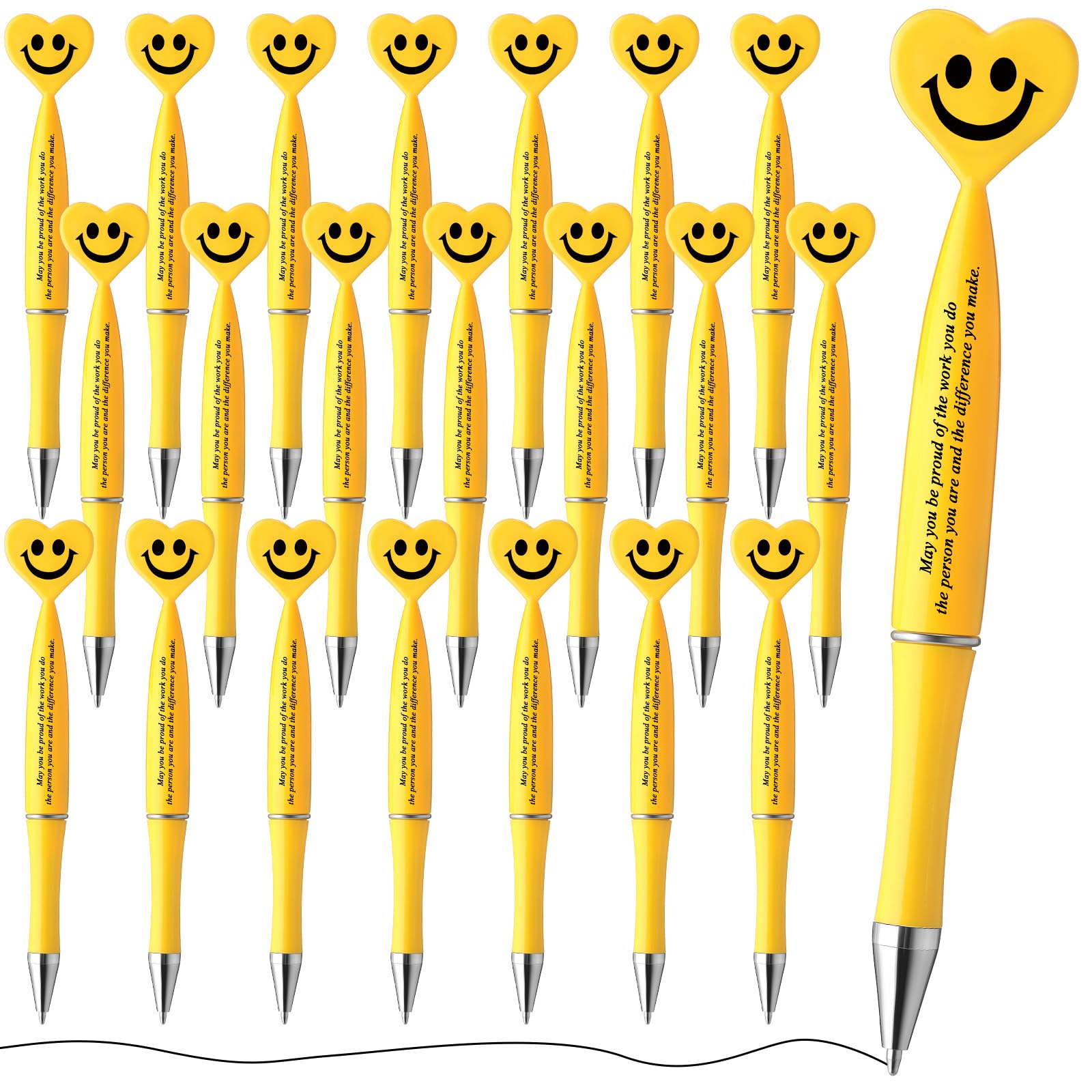 Amazon.com : Qilery 50 Pcs Employee Appreciation Gifts Smile Face Pens ...