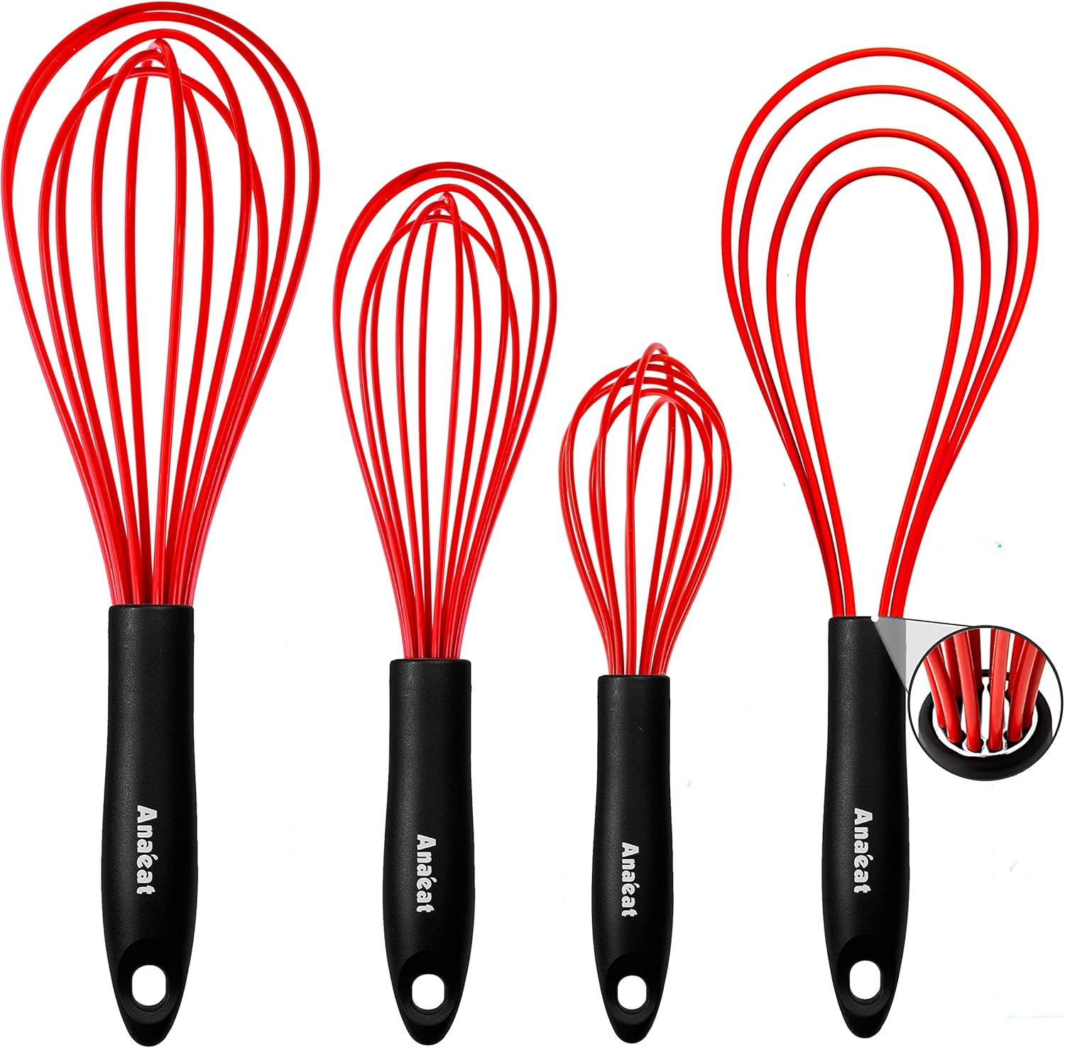 Amazon.com: Anaeat Silicone Kitchen Whisk Set of 4, Perfect for Non ...