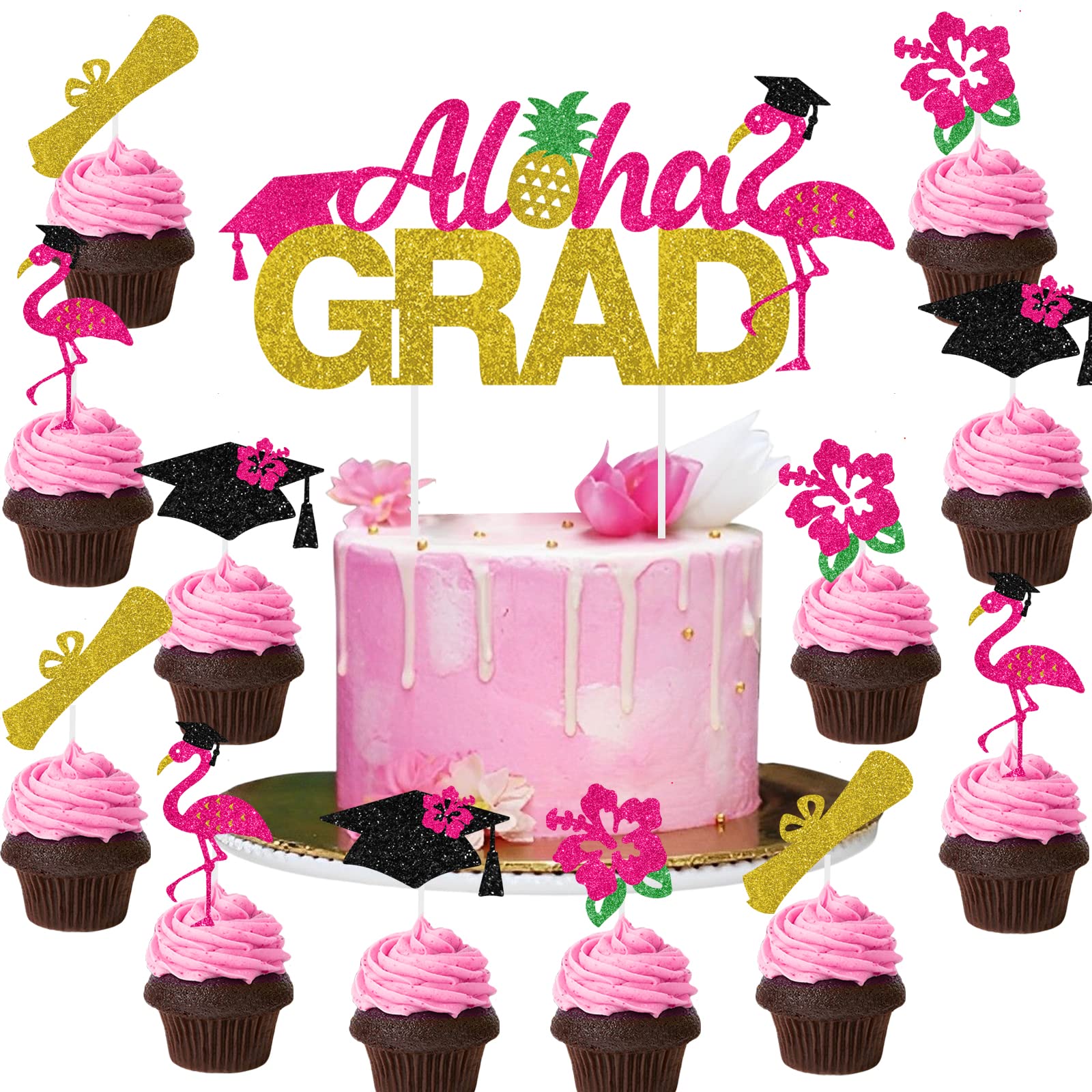Amazon.com: Congrats Grad Cake Topper Glitter Graduation Cupcake ...