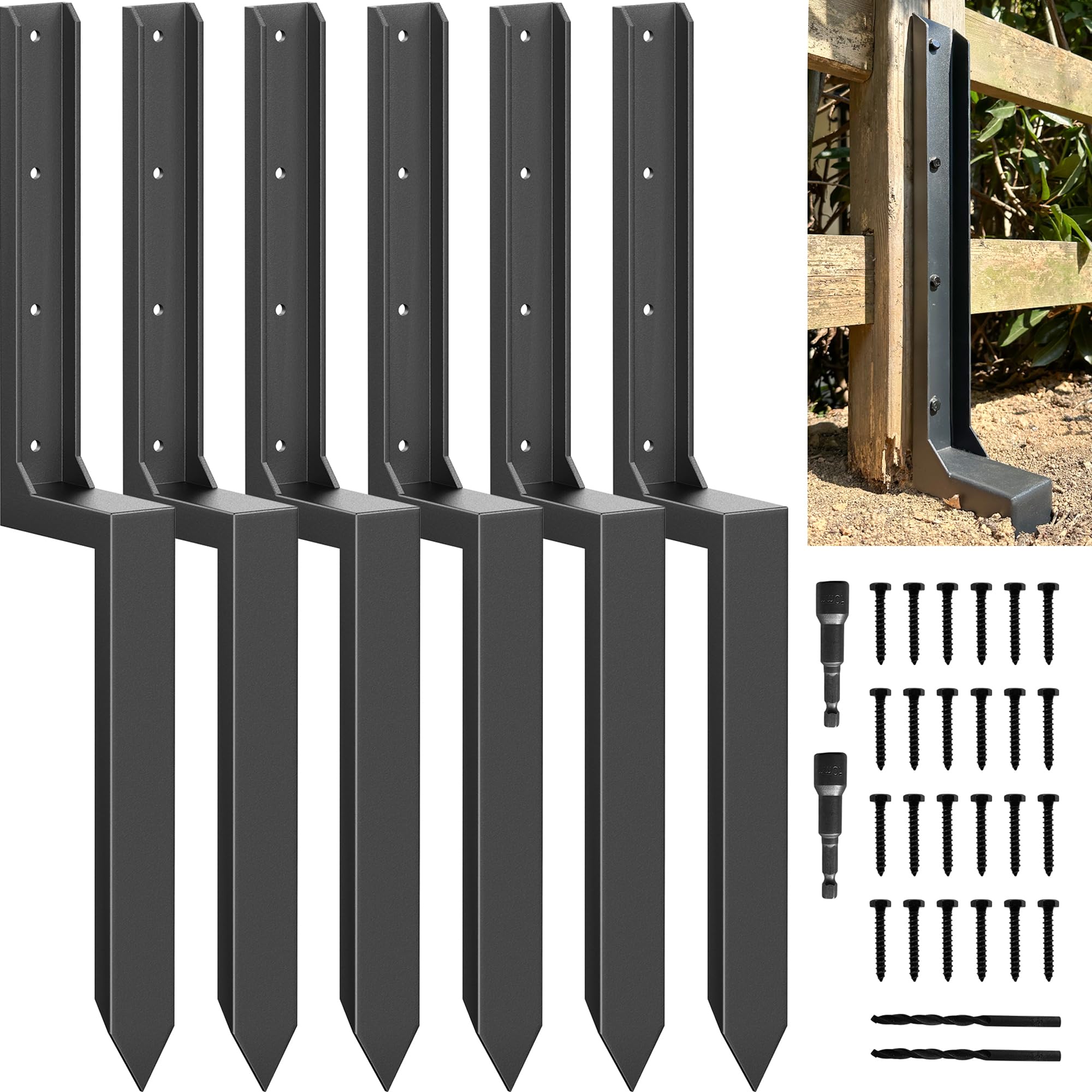 Amazon.com : ARKSOLDIER Thickened Steel Fence Post Repair Kit, Anchors ...
