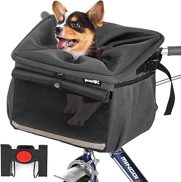 Amazon.co.jp: Pecute ペット自転車バッグ 猫 犬自転車かご 前かご 猫 犬 キャリー リュック ペットキャリー カゴバッグ 2WAY バッグ 猫 小型犬 通気性 安全ロープ ...
