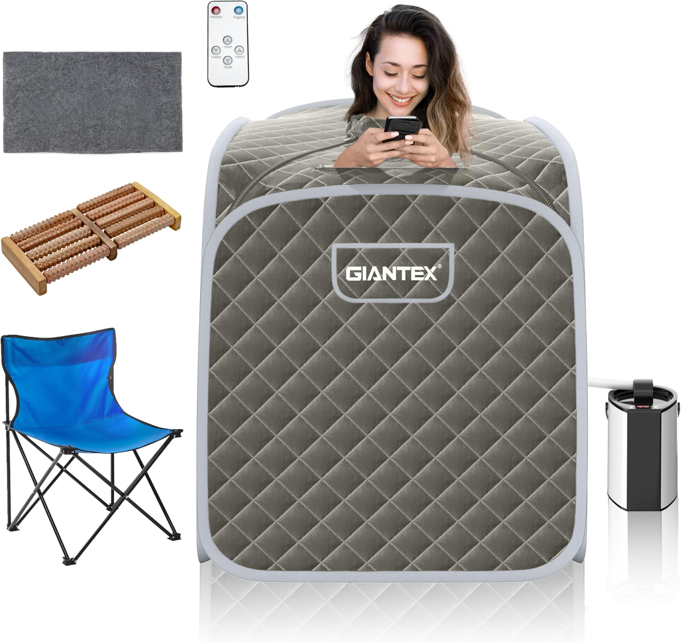 Amazon.com : Giantex Portable Sauna, Sauna Box 3L Steam Box Remote ...