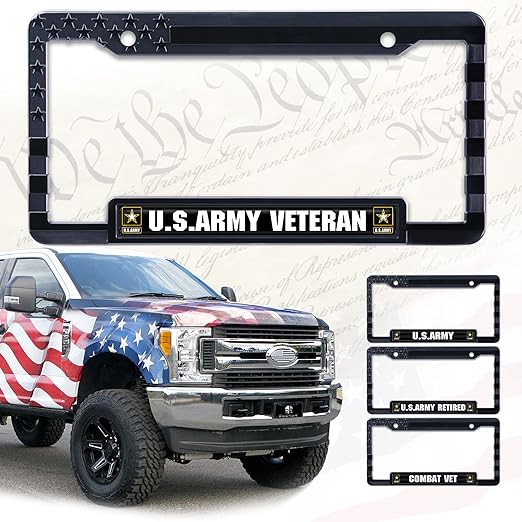 Amazon.com: U.S.Army License Plate Frame. Embossed 3D American Flag ...