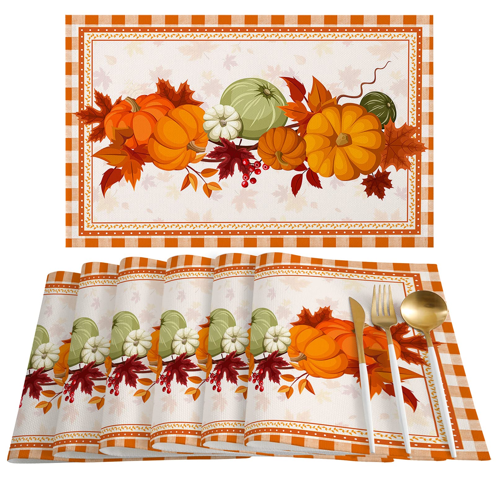 Amazon.com: SUNNIEEV Thanksgiving Day Fall Placemats Set of 6-19 ...
