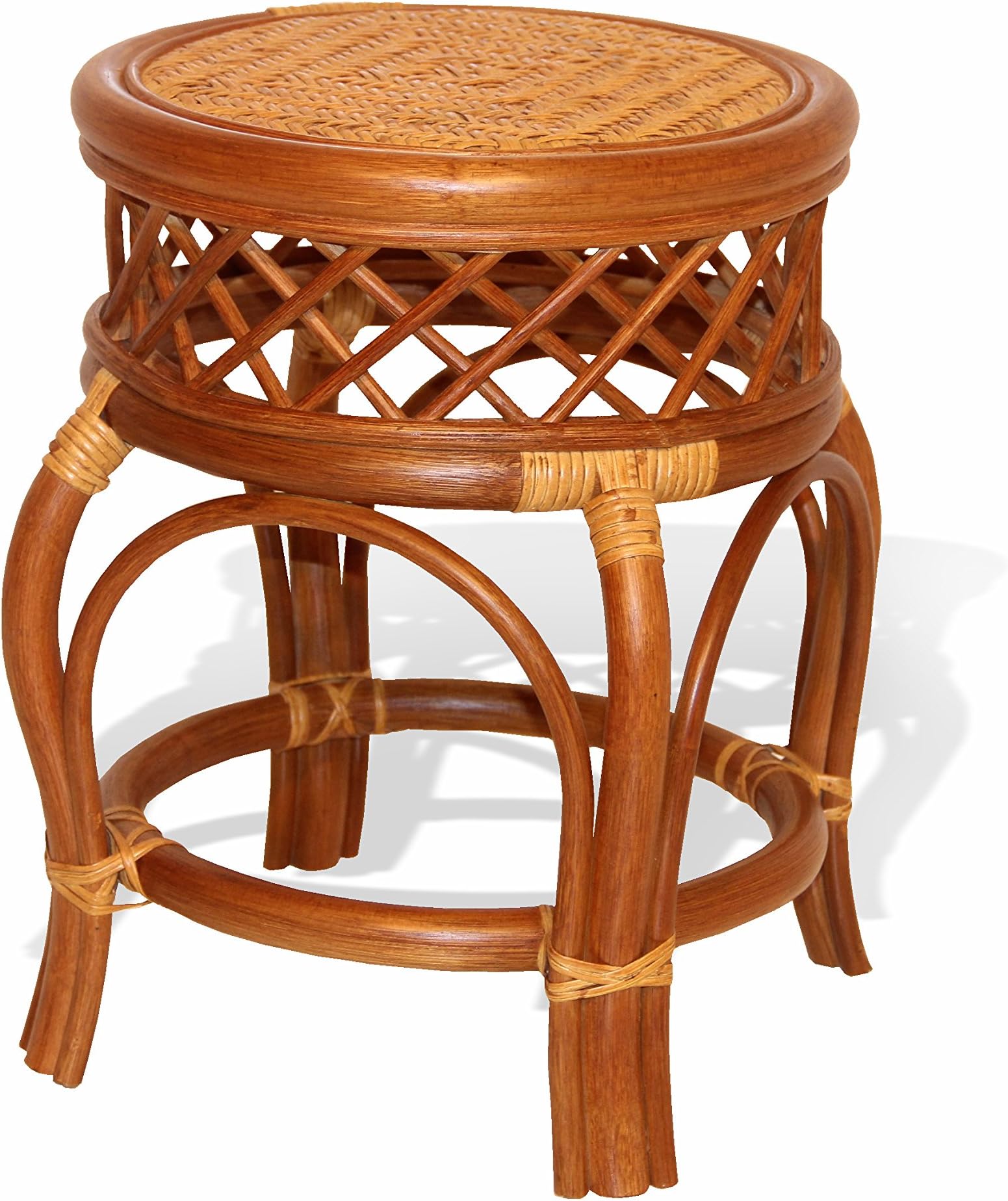 Amazon.com: Ginger Handmade Rattan Wicker Stool Fully Assembled White ...