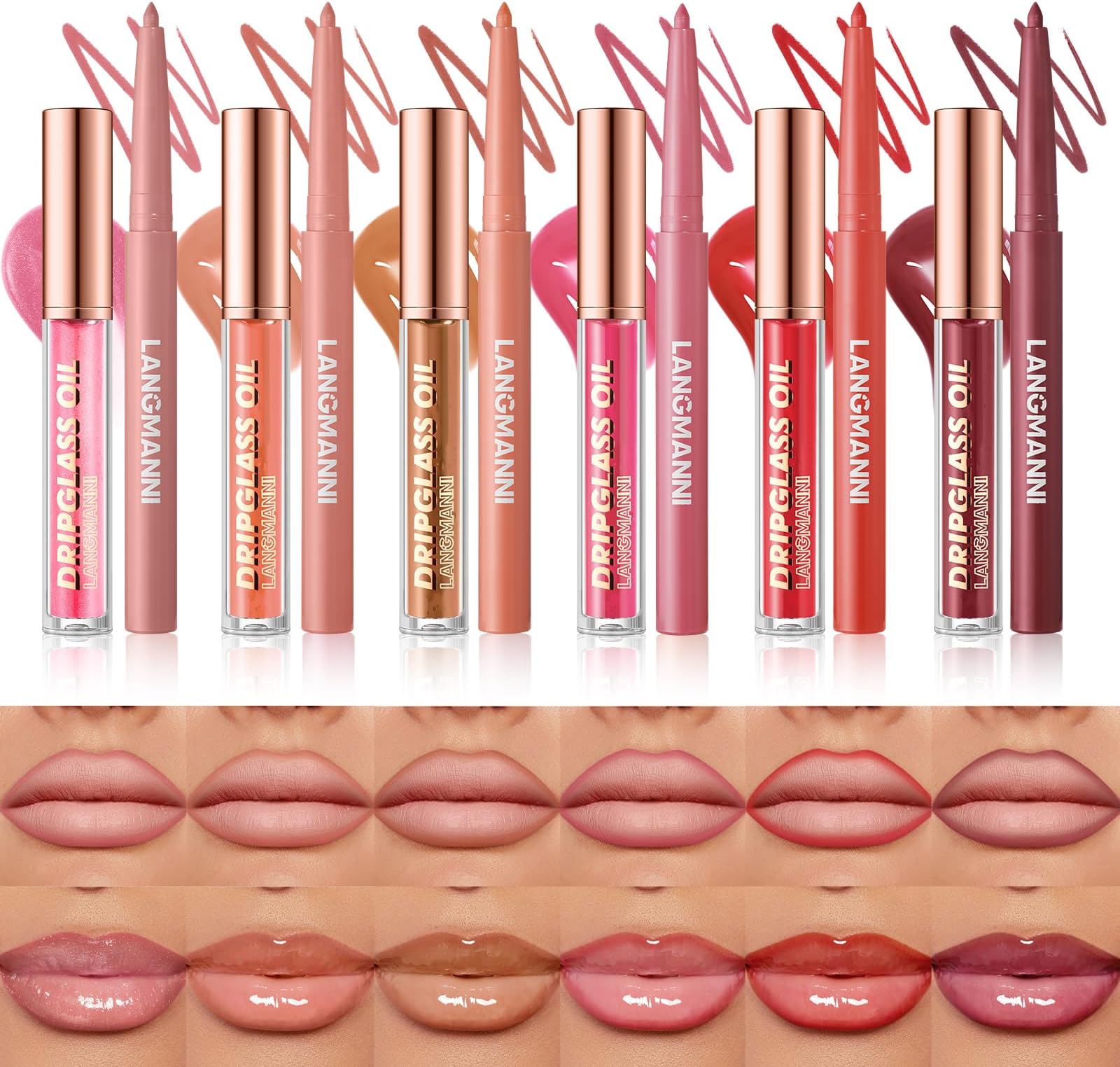 Amazon.com: BestLand 12pcs Hydrating Lip Oils + Lip Liner Pencil Lip ...