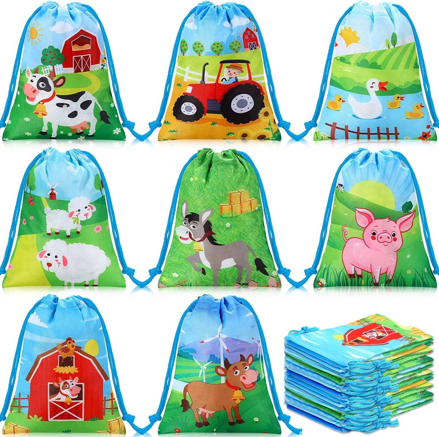 Amazon.com: Honoson 24 Pcs Farm Party Favor Bags 5 x 7 Inch Small Farm ...