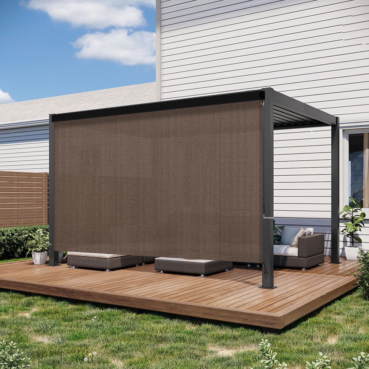 Amazon.com : ARKOST Outdoor Roller Shade, Patio Exterior Cordless ...