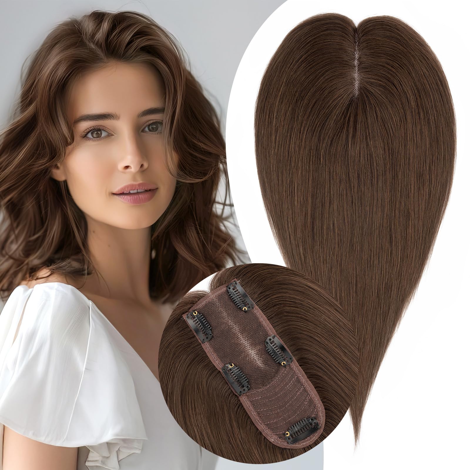 Amazon.com : S-noilite Hair Toppers for Women Real Human Hair, Human ...