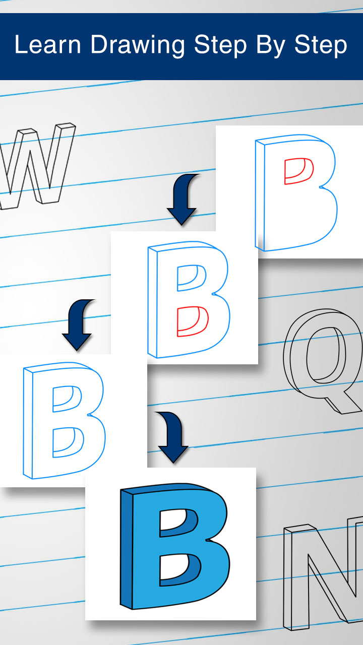 How to Draw 3D Alphabet Letter - App on Amazon Appstore