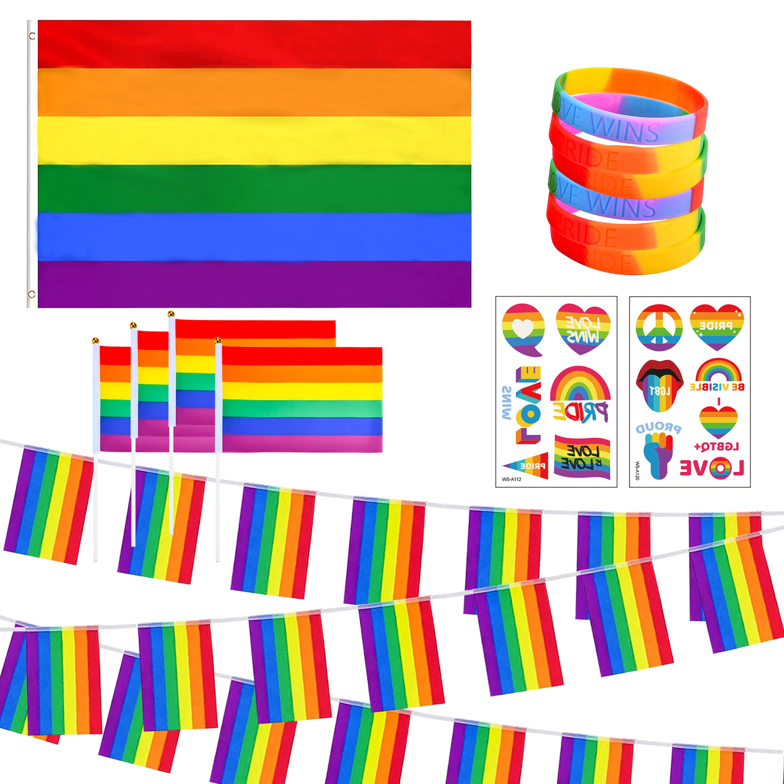 Abitoncc Pride Flag Bunting Pride Party Decorations Rainbow Gay Pride ...