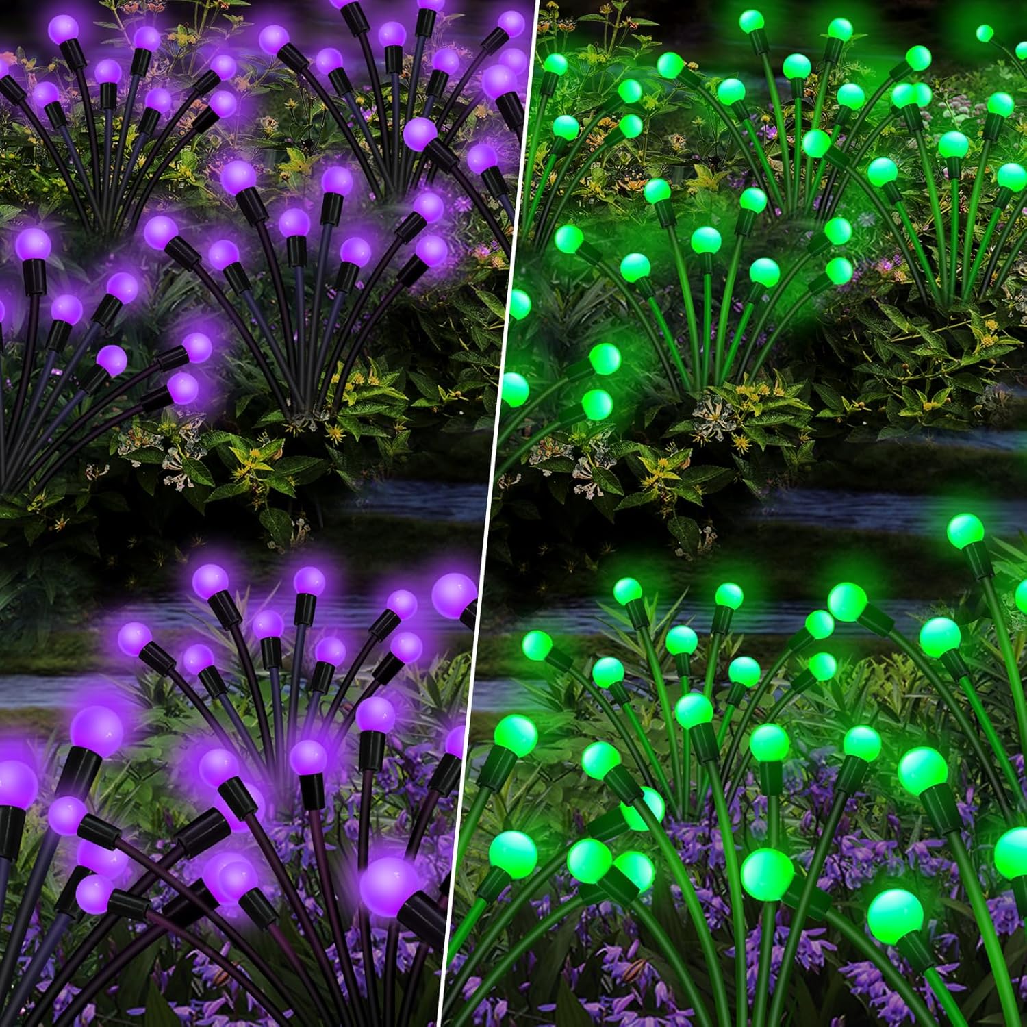 Amazon.com : 4 Pack 40 LED Solar Firefly Lights,2 Pack Purple+2 Pack ...