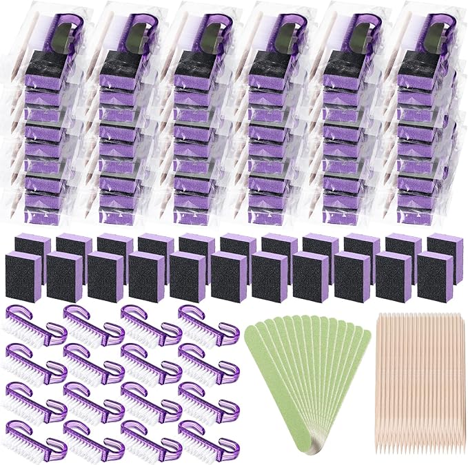 Amazon.com : Leriton 100 Sets Professional Disposable Manicure Kit Basics 4 Piece Nail Kit Wood ...