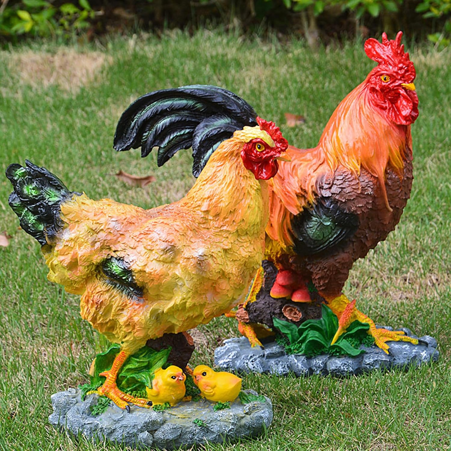Amazon.com: Rooster Hen Garden Statues, Realistic Yard Decorations ...