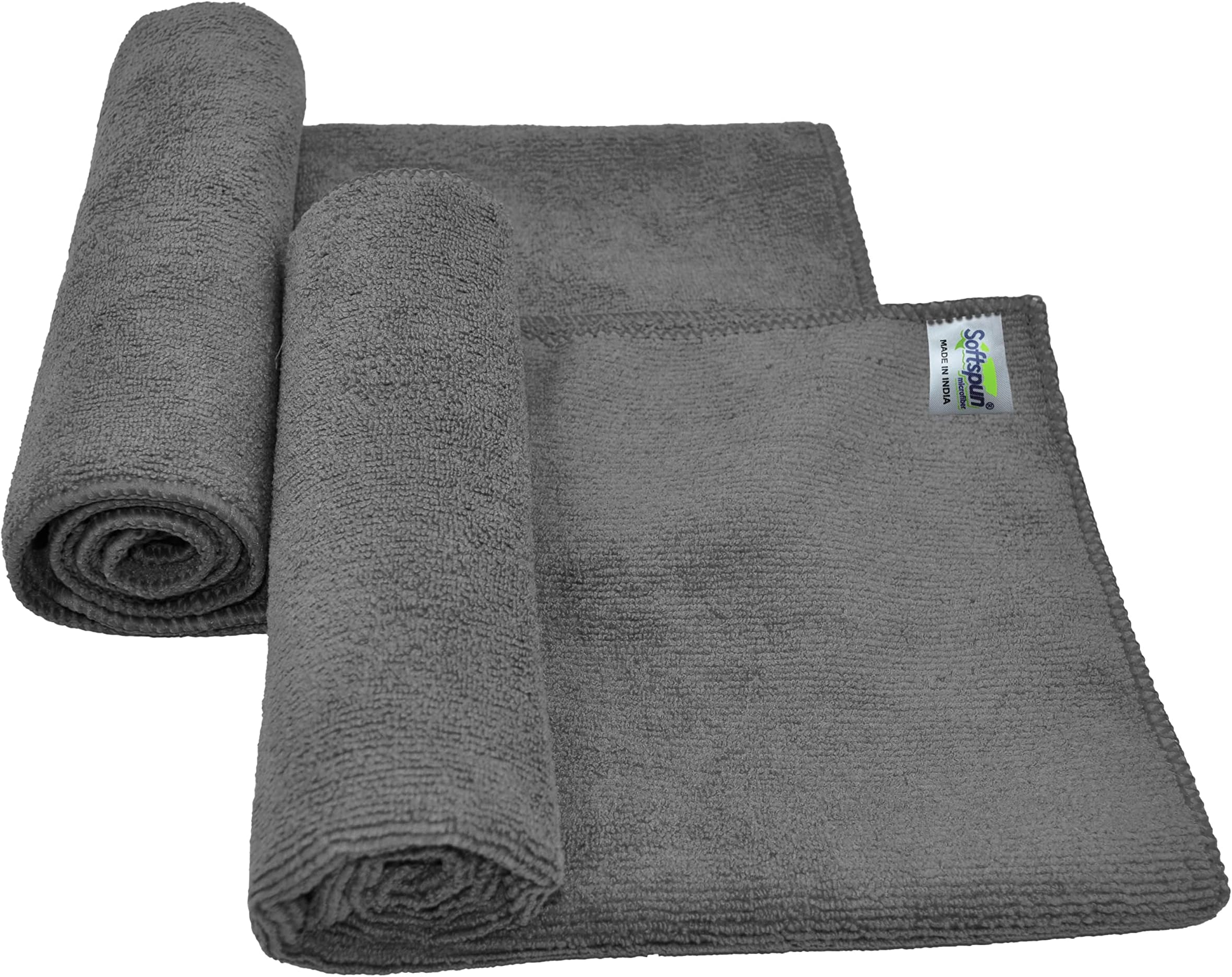 SOFTSPUN Microfiber Cleaning Cloth, 2 pcs 30x30cm 340 GSM Grey Thick ...