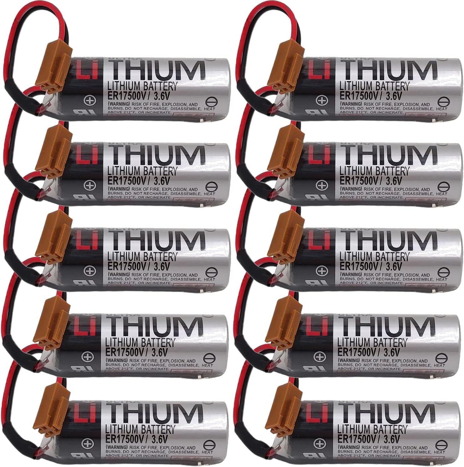 Amazon.com: LITKEQ (Pack of 10) ER17500V 3.6V PLC Battery Compatible ...