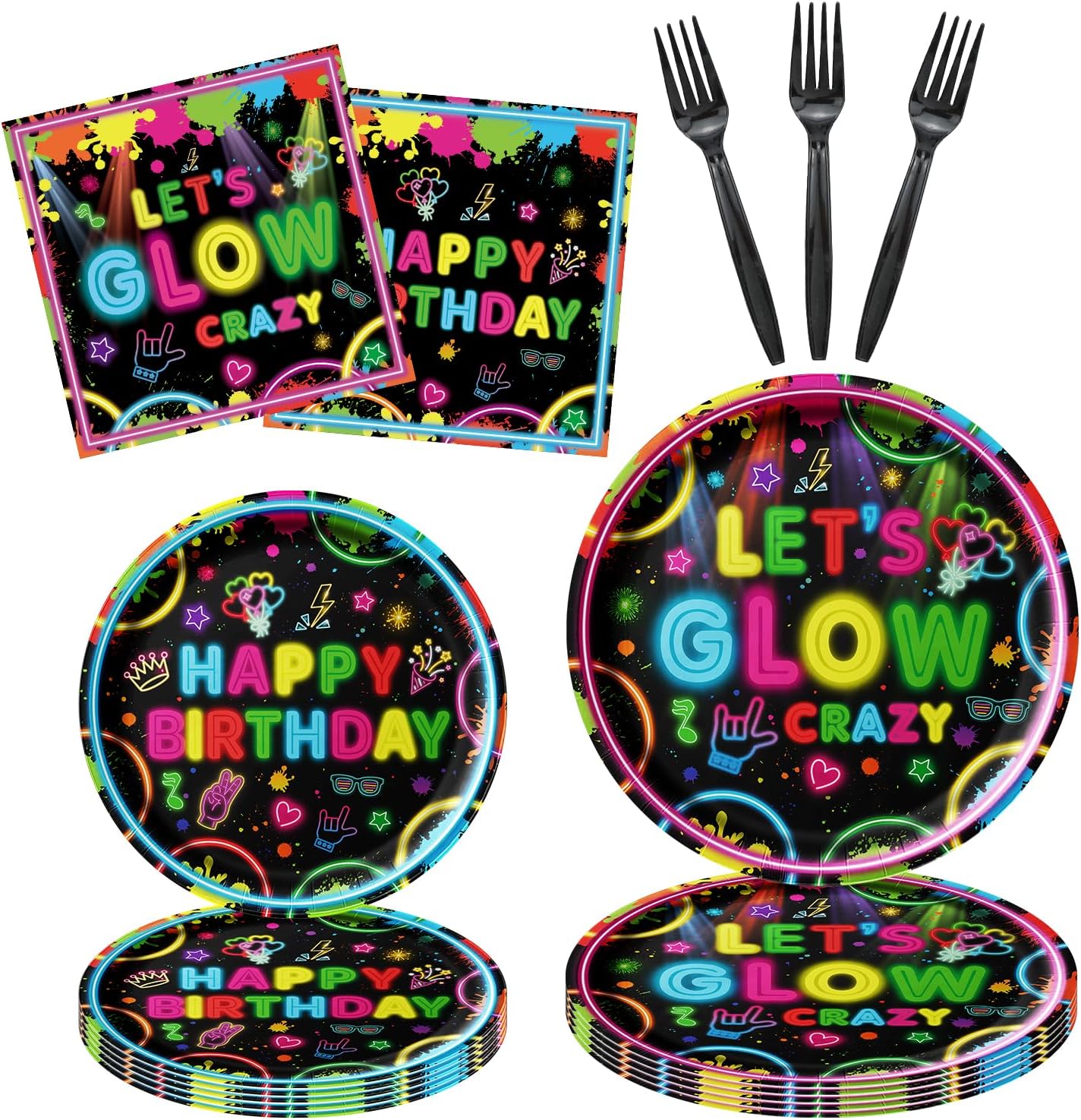 Amazon.com: 160 Pack Glow Neon Party Supplies Neon Birthday Party ...