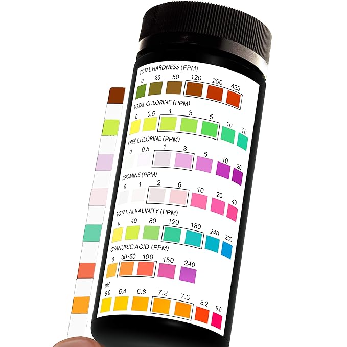 JNW Direct Pool and Spa Test Strips - 100 Strip Pack, Test pH, Chlorine ...