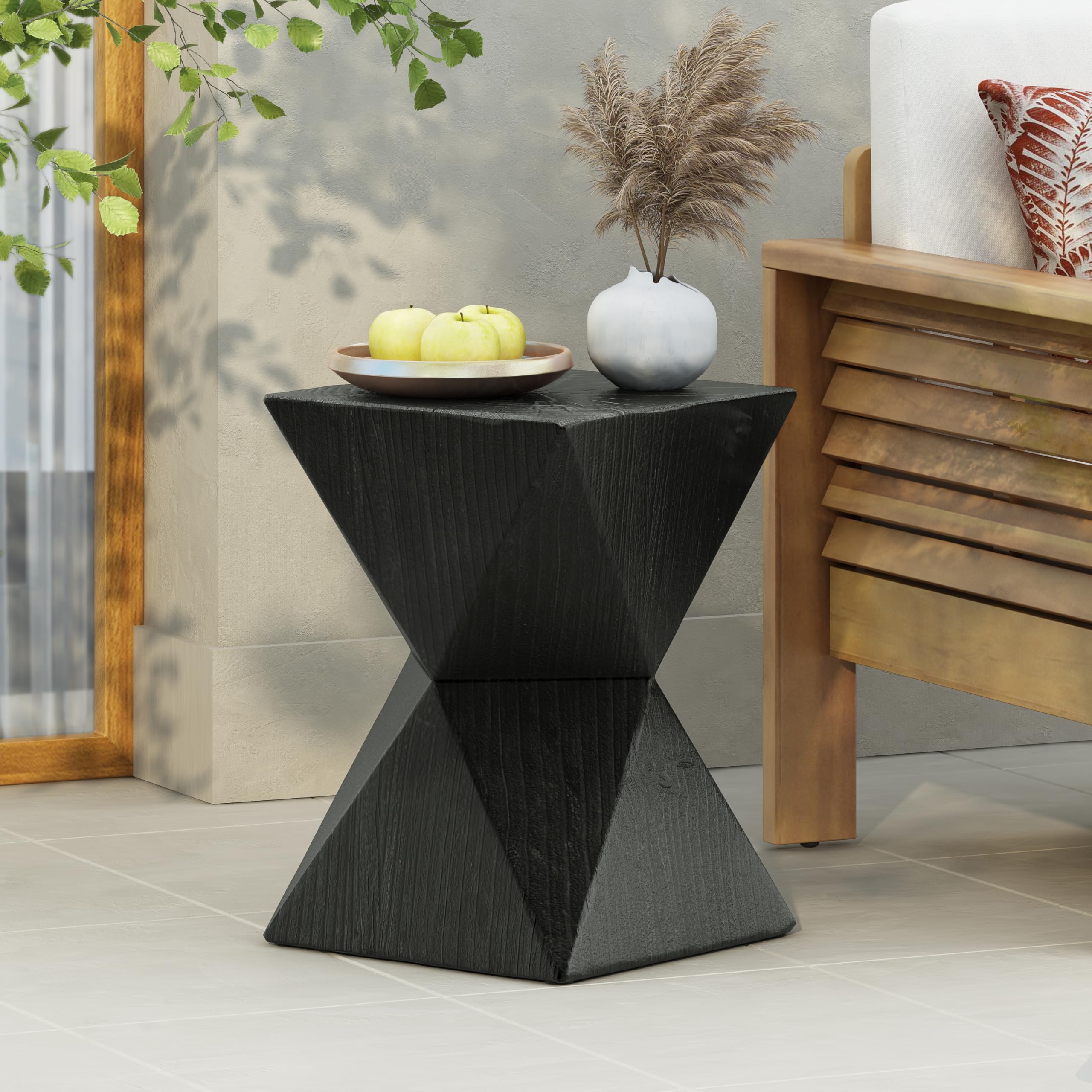 Snapklik.com : Merax Outdoor Prismatic Symmetry Concrete End Side Table ...