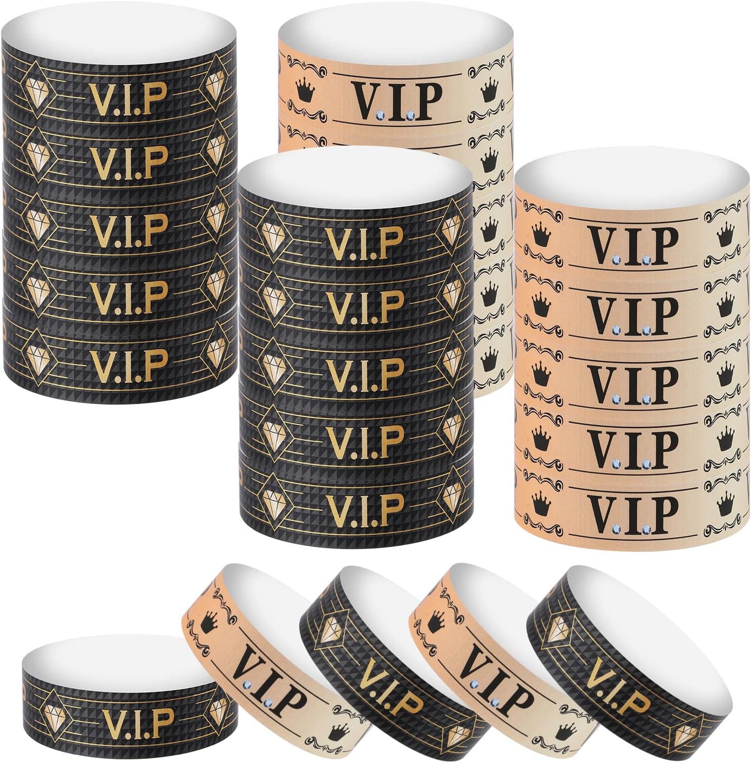 MEISO 100 Pièces Bracelet Papier VIP, Jetables Bracelets en Papier ...