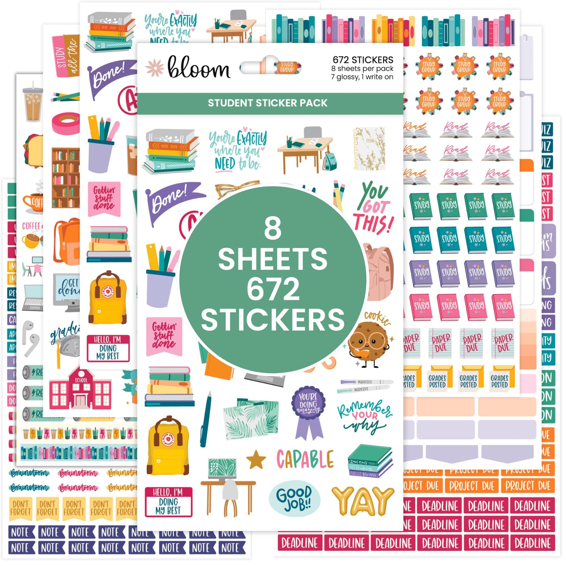 Amazon.com: bloom daily planners Student Planner Stickers - 8 Sheets ...
