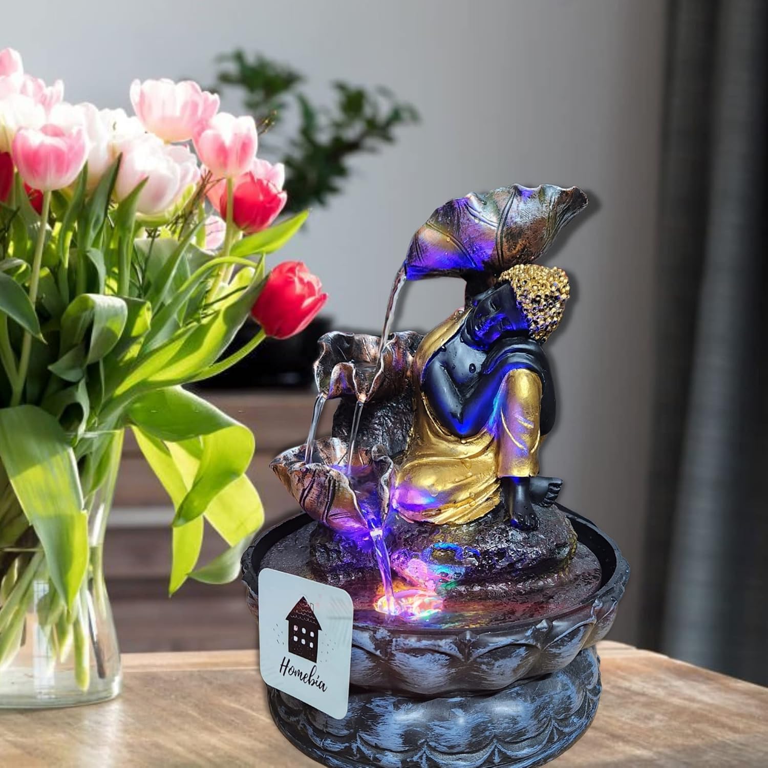 Homebia Small 10 INCHES Waterfall Fountain Buddha Statue Buddha ...