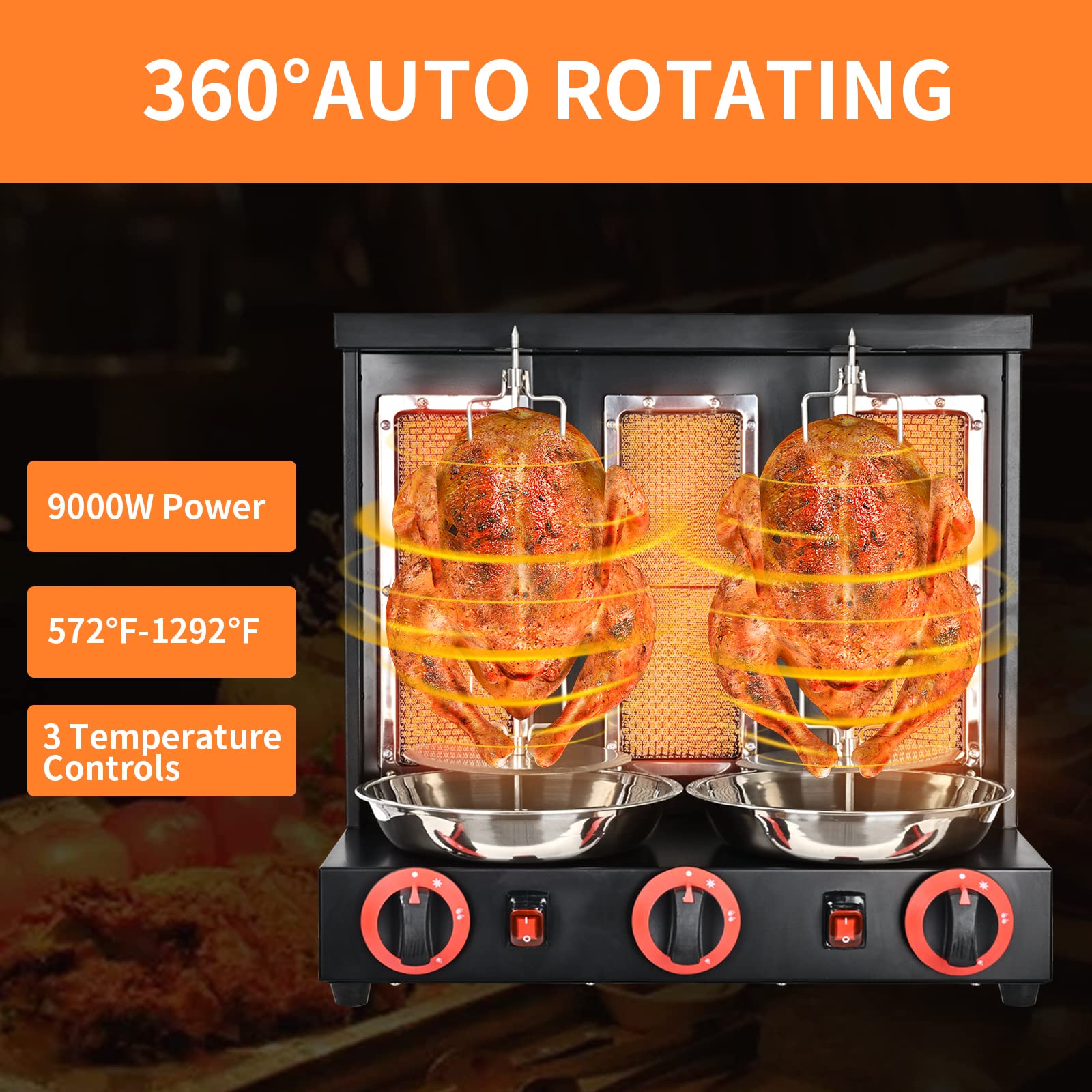 Lifancy Shawarma Machine Commercial, Automatic Vertical Broiler with 3 ...