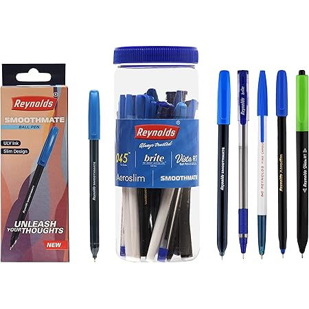 Reynolds BLUE BALL PEN COMBO 25 PENS JAR & Reynolds SMOOTHMATE 10 CT ...