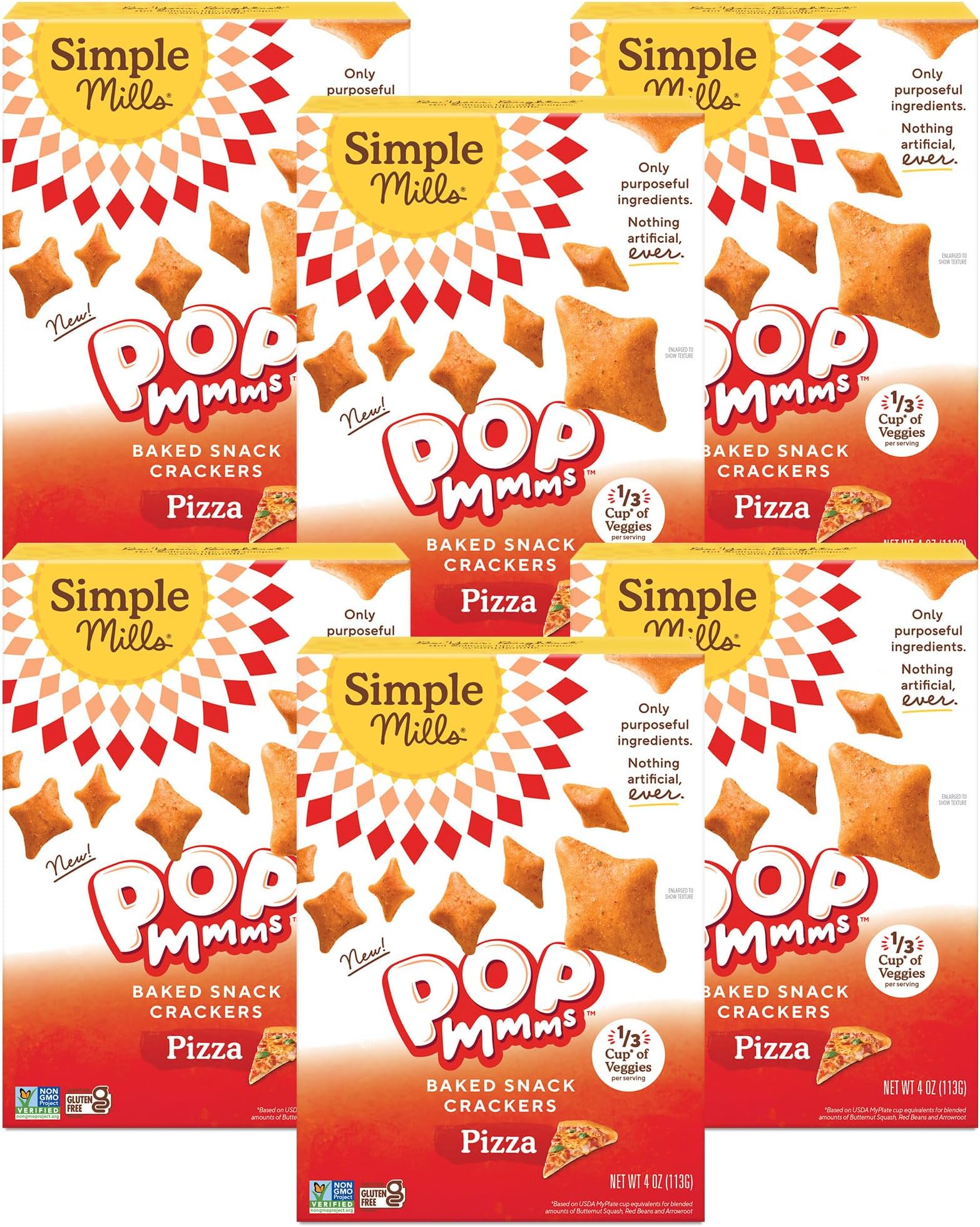 Amazon.com : Simple Mills Pop Mmms Pizza Baked Snack Crackers, Gluten ...