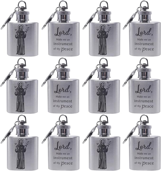 Amazon.com | Patron Saints Holy Water Keychain mini-Flask, Bible Verse ...
