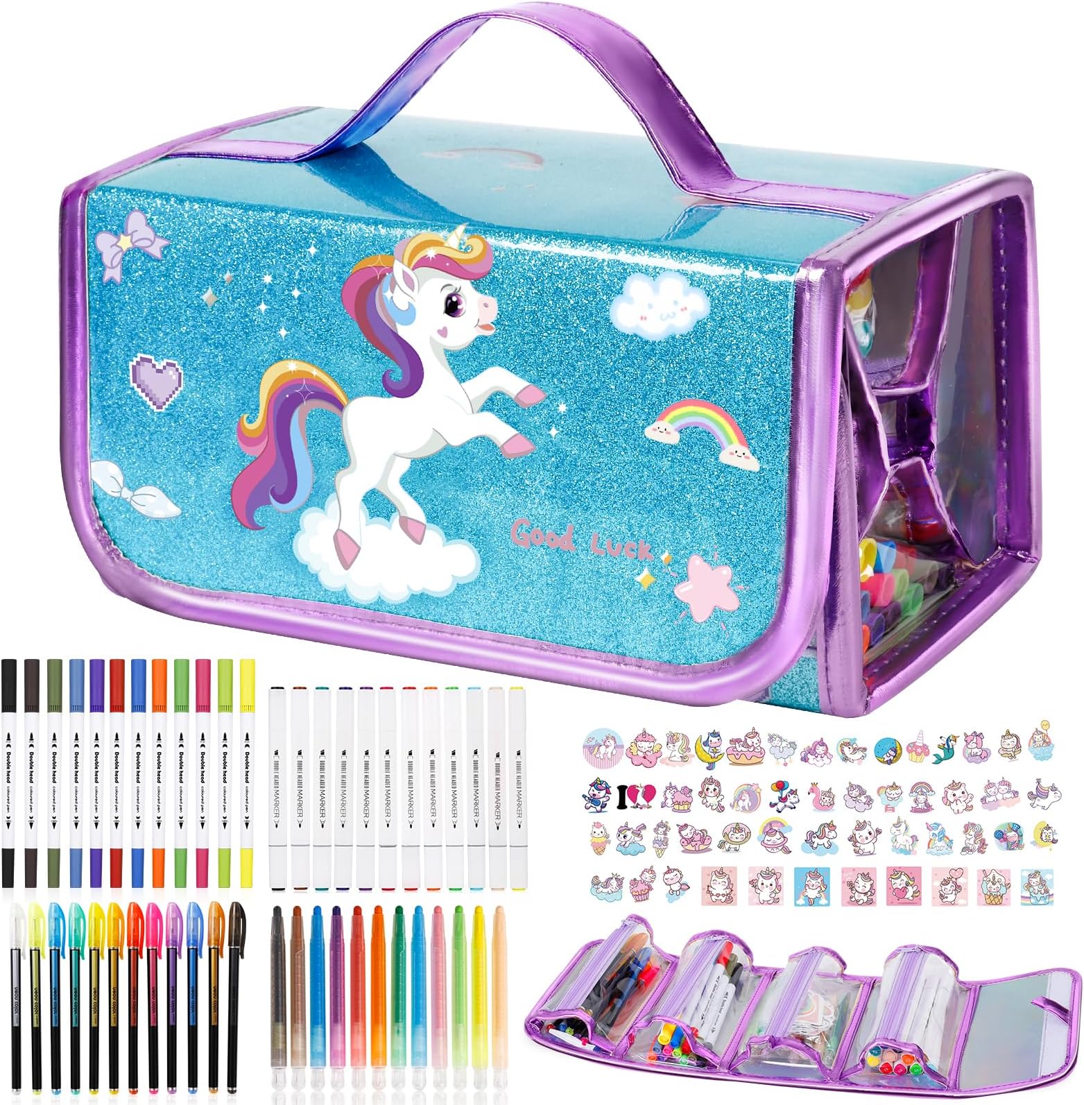 Amazon.com: Hiappt Fruit Scented Markers Set with Unicorn Pencil Case ...